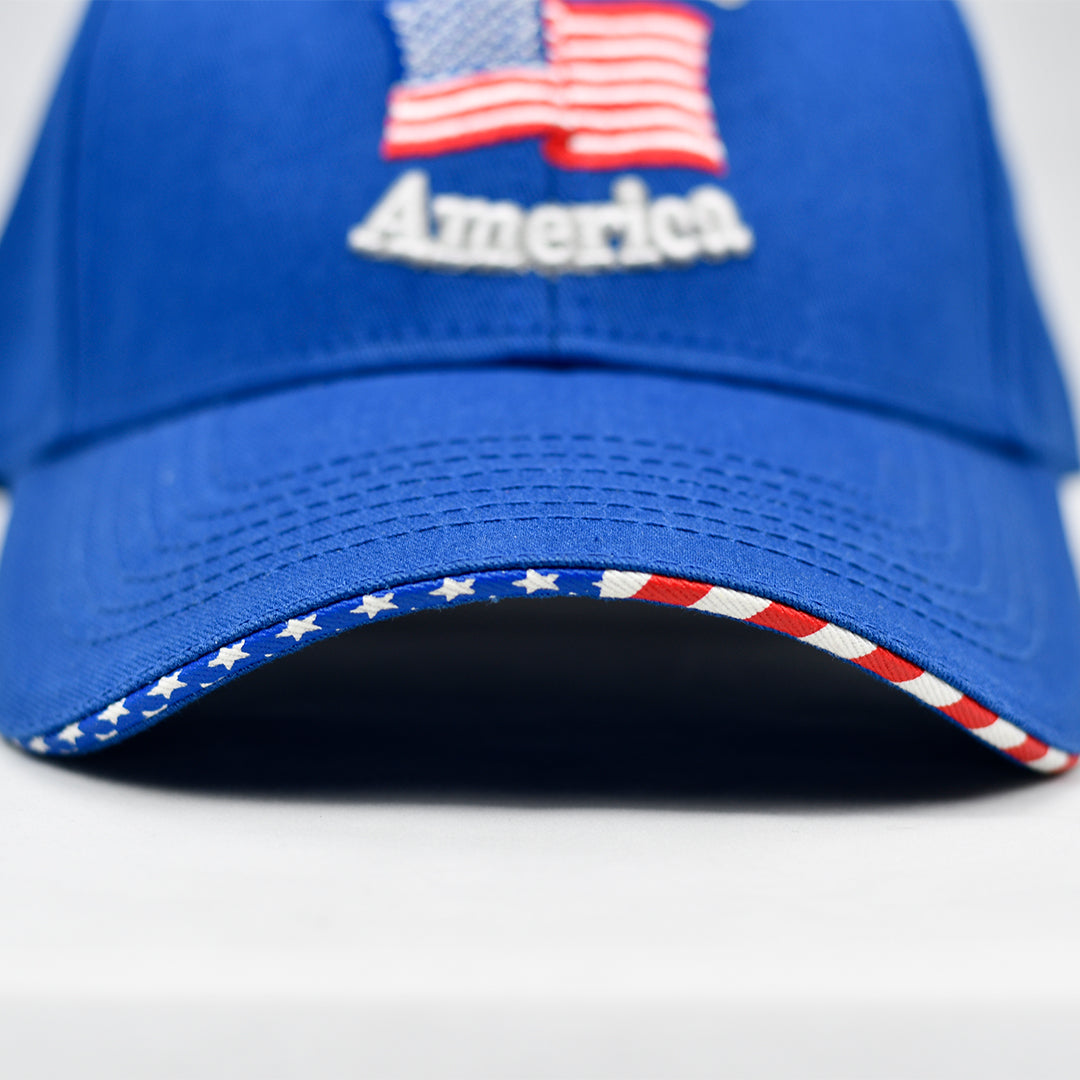 "God Bless America" w/ American Flag Bill in Royal Blue – Atlanta Cap ...