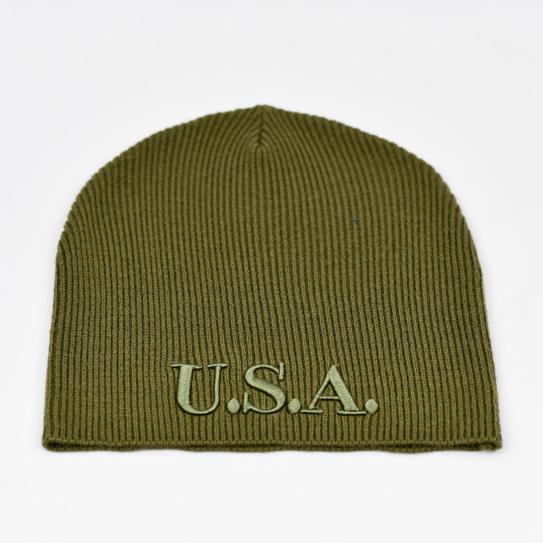 "U.S.A." Olive Green Knit Cap – Atlanta Cap Company